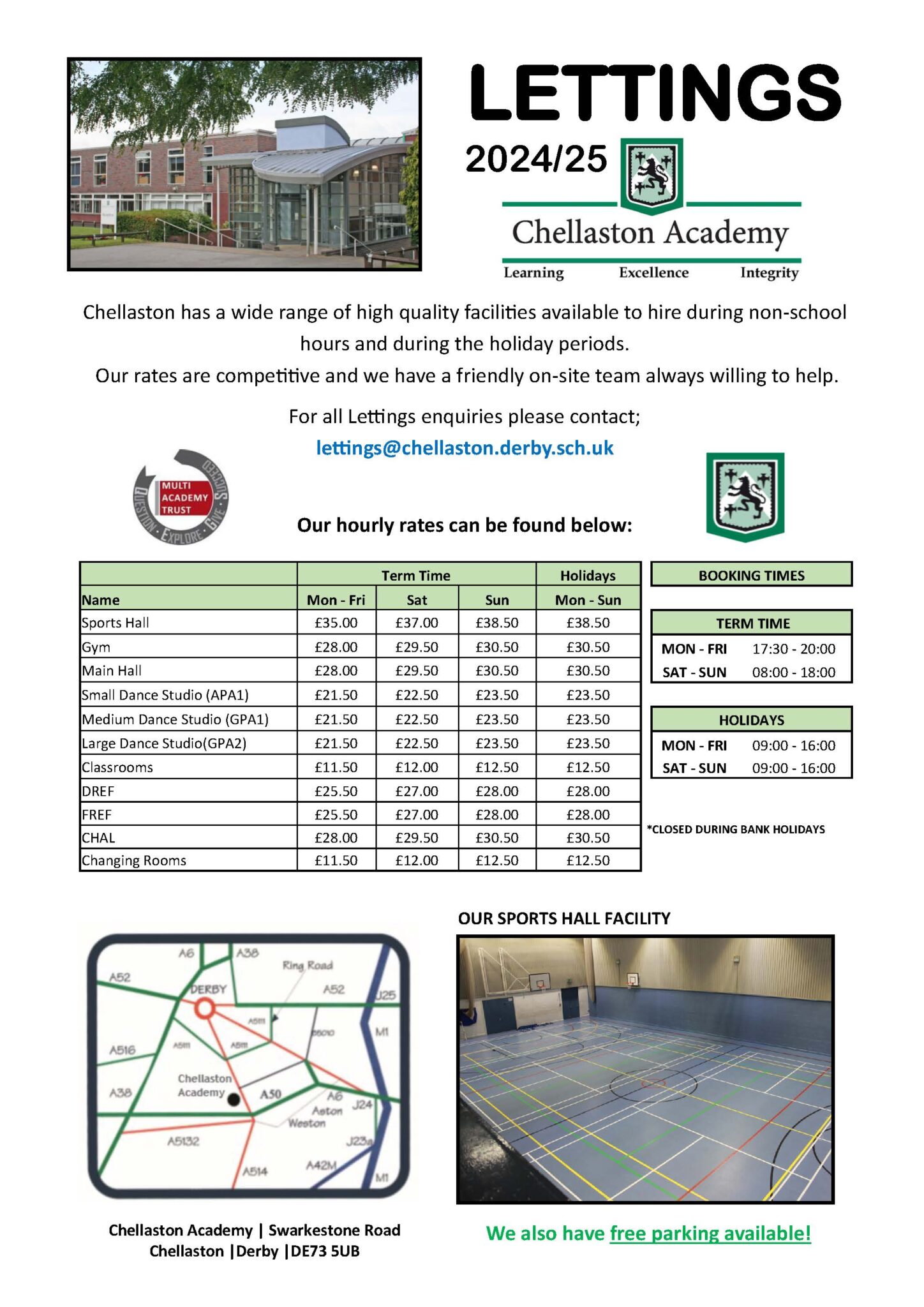 Lettings - Chellaston Academy